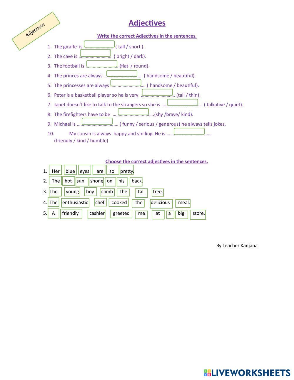 Adjectives | Live Worksheets