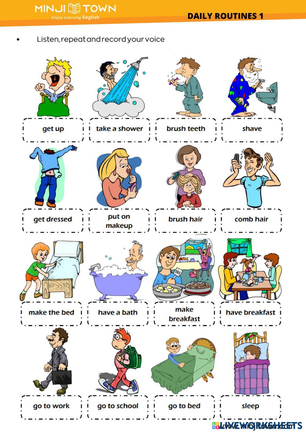 DAILY ROUTINES … | Free Interactive Worksheets | 7679163