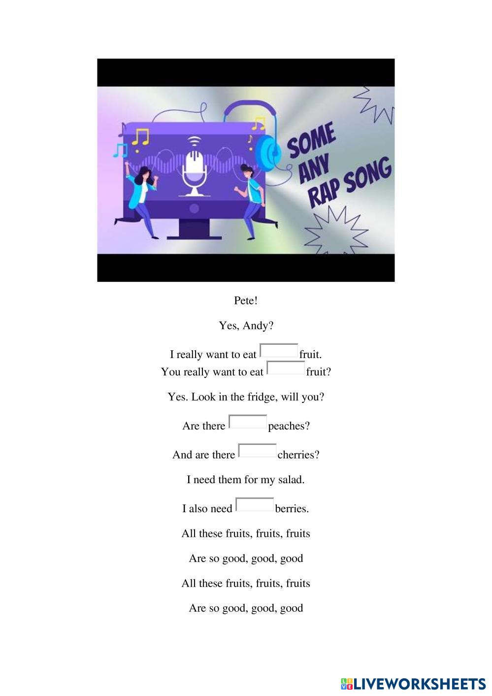 Some & Any Rap Song | Live Worksheets