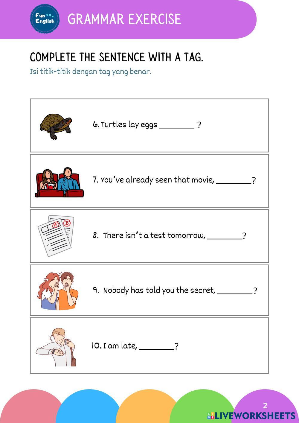 Tag Questions | Free Interactive Worksheets | 7680580