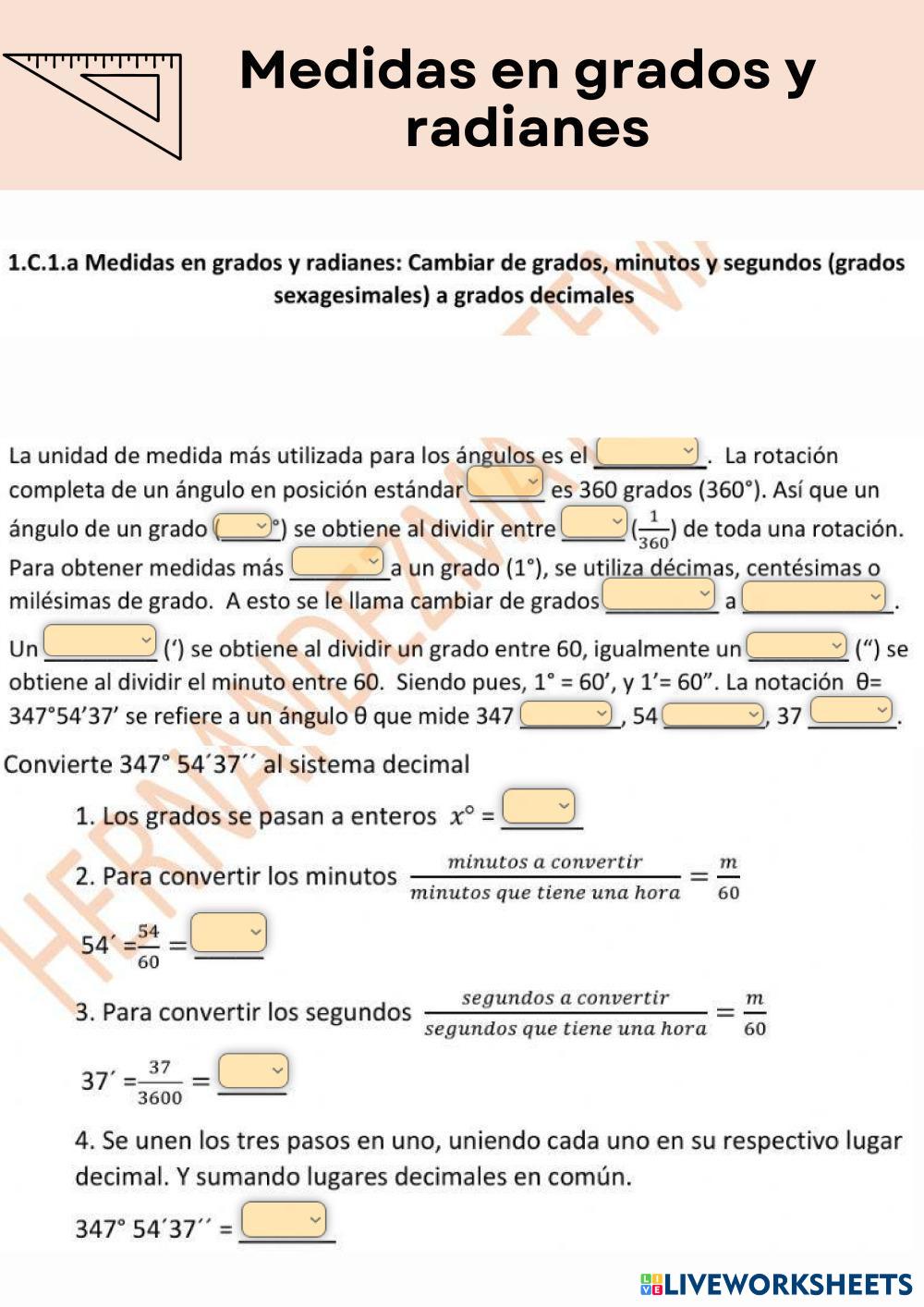 7681107 | Medidas en grados y radianes | Yolvi Adriana