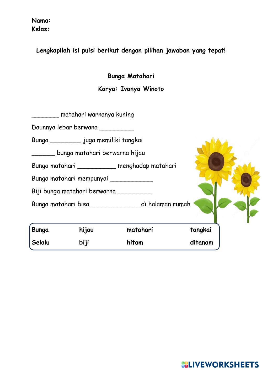 Melengkapi Puisi | Free Interactive Worksheets | 7681614