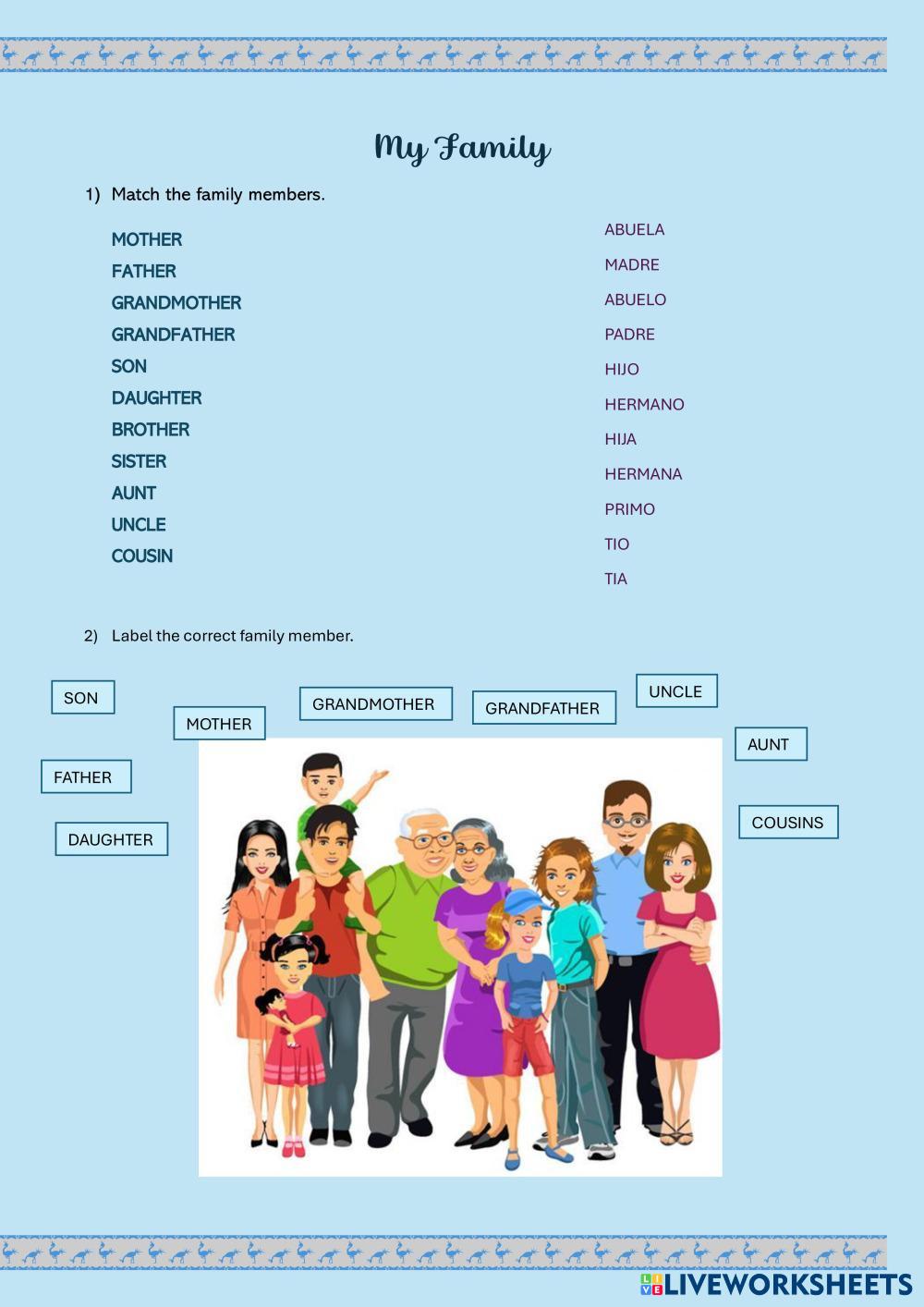 Family Members | Free Interactive Worksheets | 7683935
