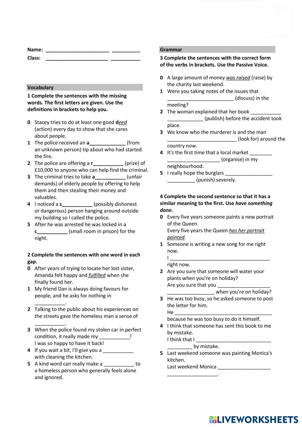 Focus 3 Unit 8 … | Free Interactive Worksheets | 7684354