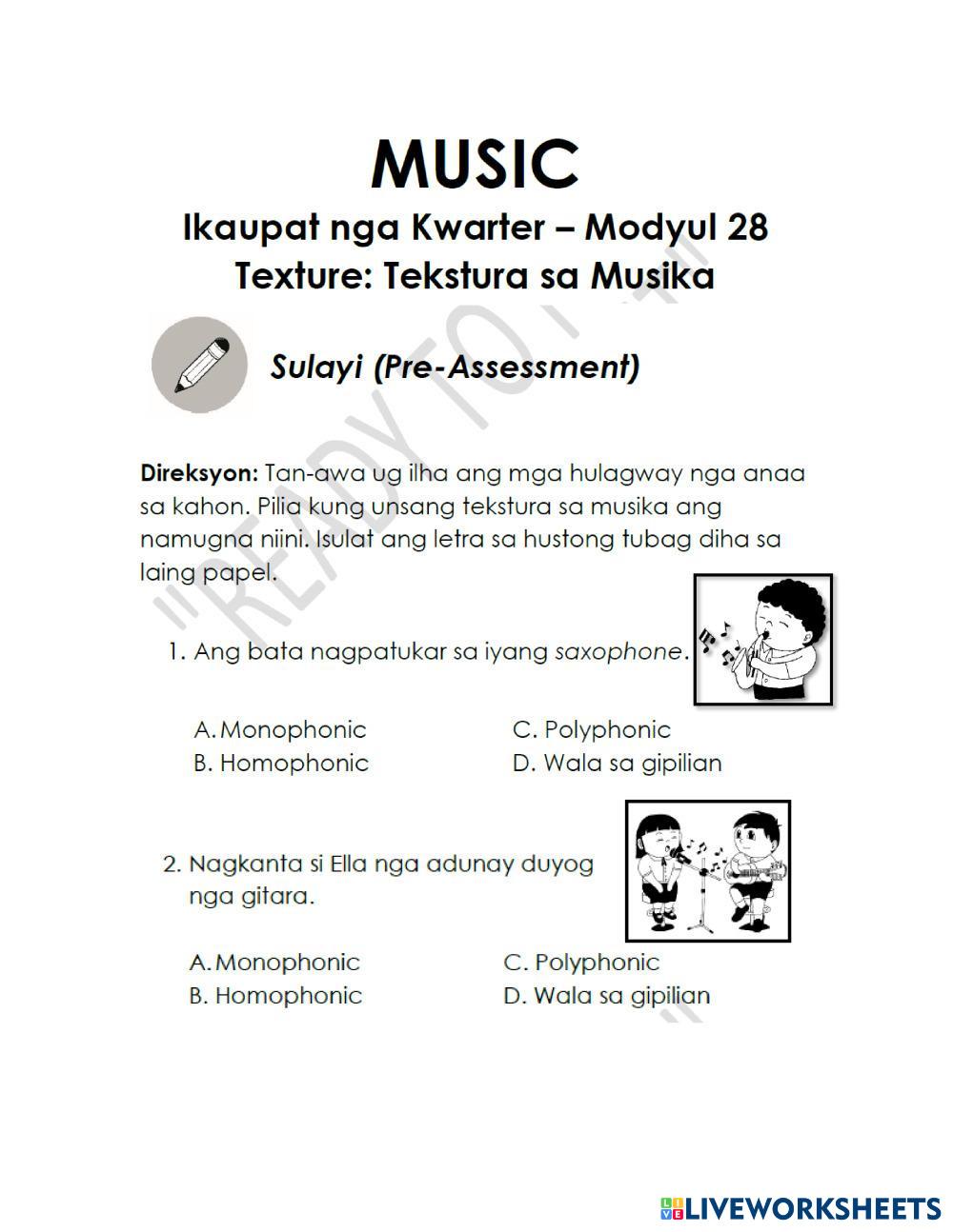MAPEH 2 (Music)… | Free Interactive Worksheets | 7684449