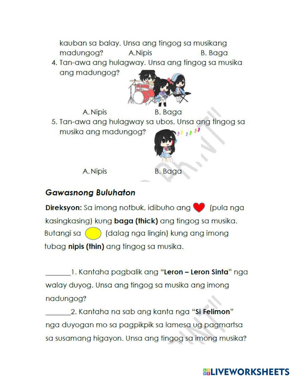 MAPEH 2 (Music)… | Free Interactive Worksheets | 7684503