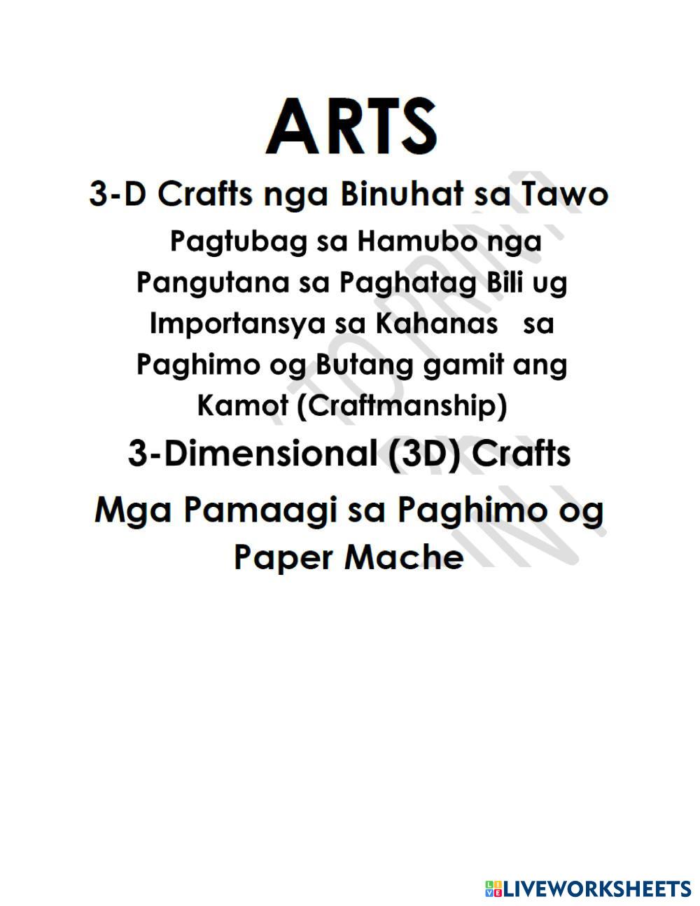 MAPEH 2 (Art) 4Q | Free Interactive Worksheets | 7684529