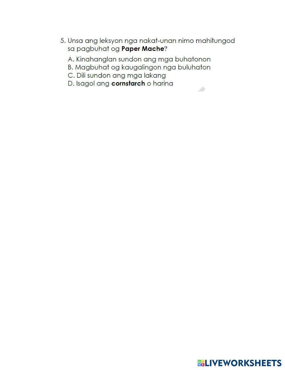 MAPEH 2 (Art) 4Q | Free Interactive Worksheets | 7684529