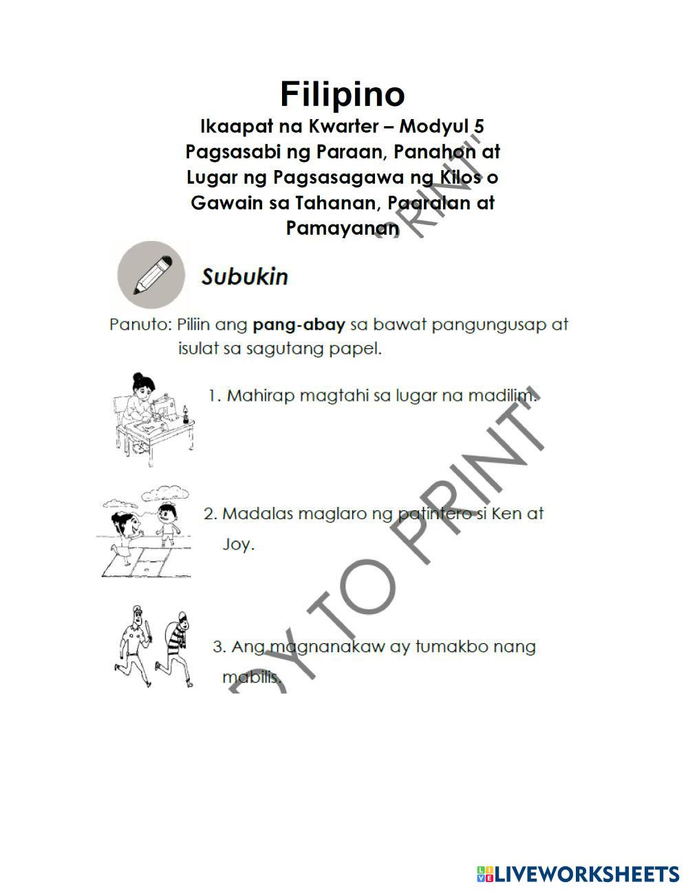 FILIPINO 2 4QM5… | Free Interactive Worksheets | 7684795