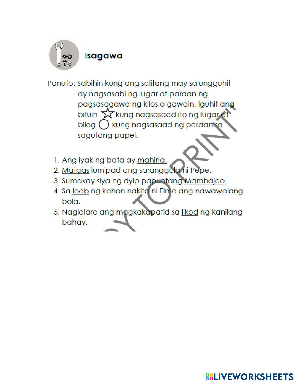 FILIPINO 2 4QM5… | Free Interactive Worksheets | 7684795