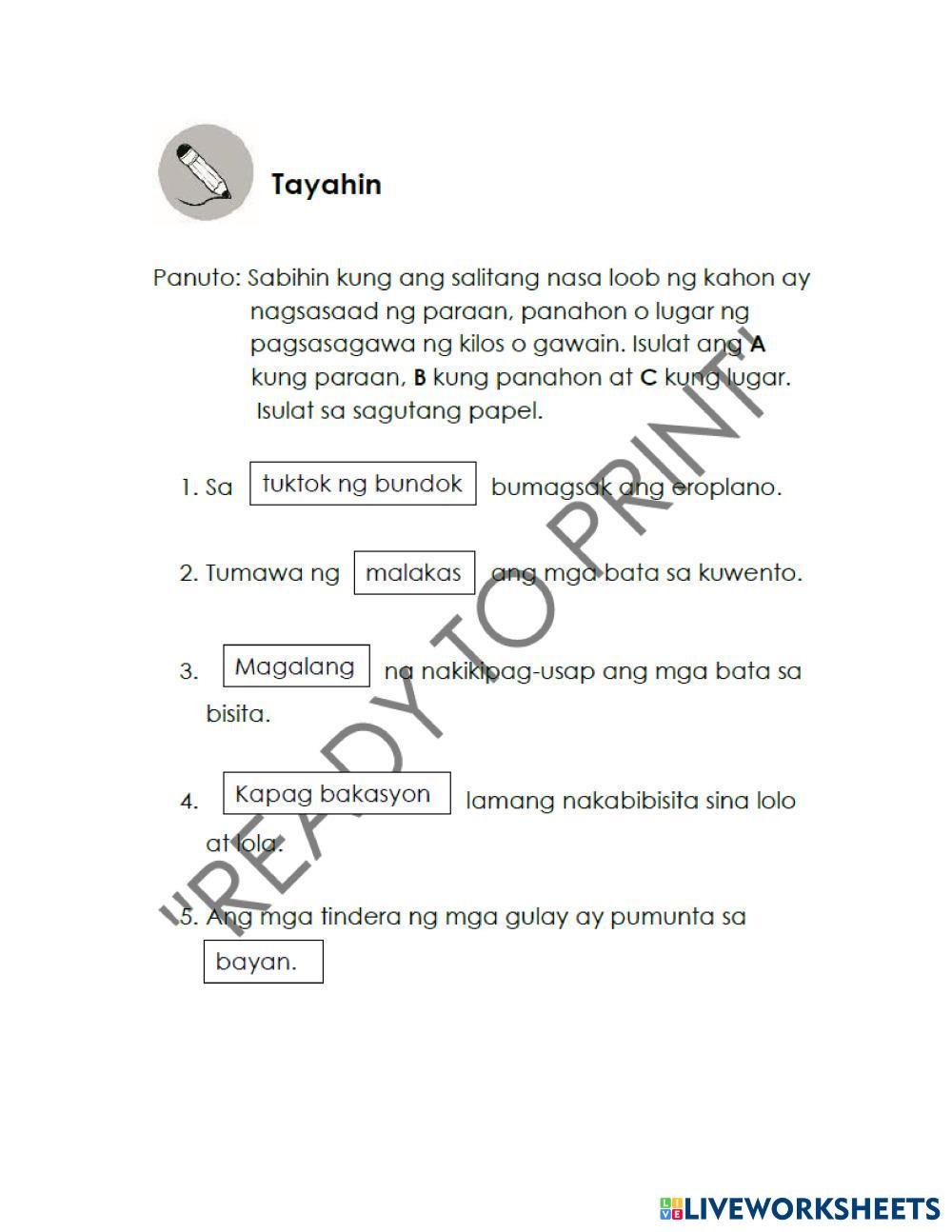 FILIPINO 2 4QM5… | Free Interactive Worksheets | 7684795