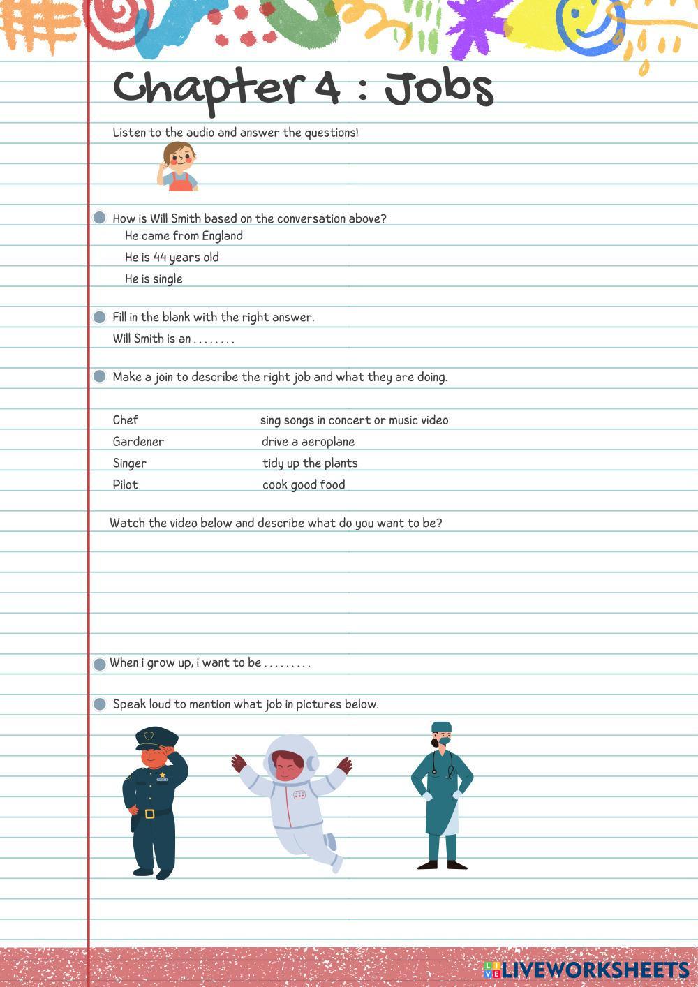 Chapter 4: Jobs | Free Interactive Worksheets | 7685435