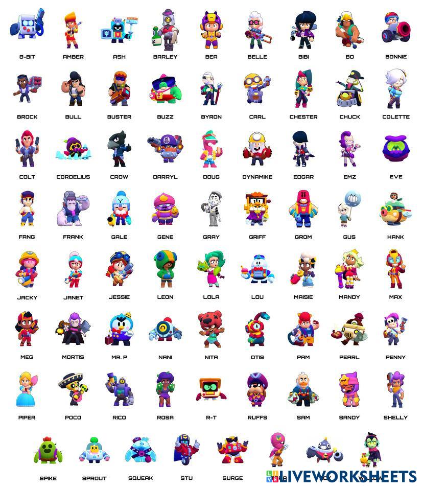 nombres de brawlers | Live Worksheets