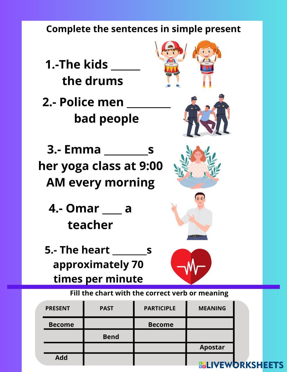 Verb quiz 1-10 | Free Interactive Worksheets | 7686432