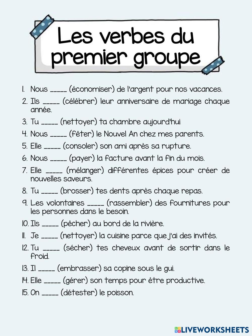 Verbes du prémier groupe | caliope153 | Live