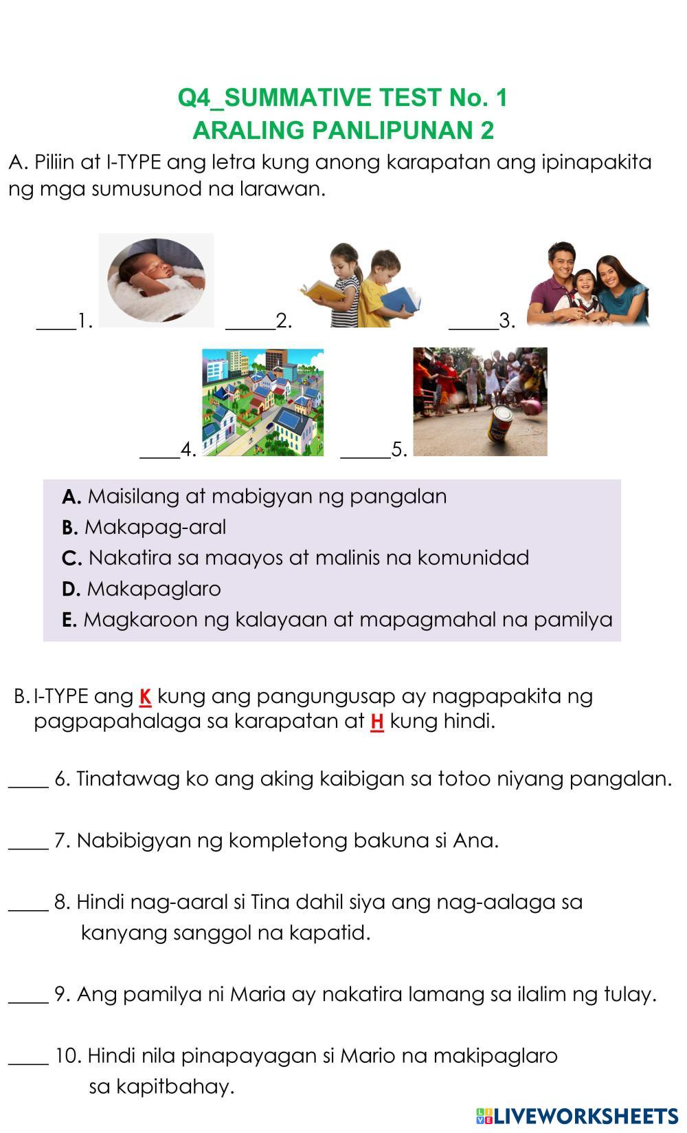 Q4_Summative Te… | Free Interactive Worksheets | 7687558