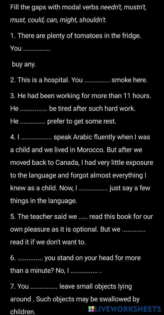 modal verbs | Live Worksheets