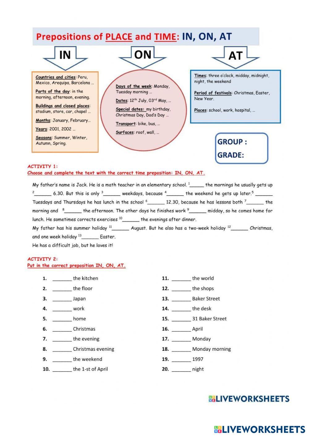Prepositions | Live Worksheets