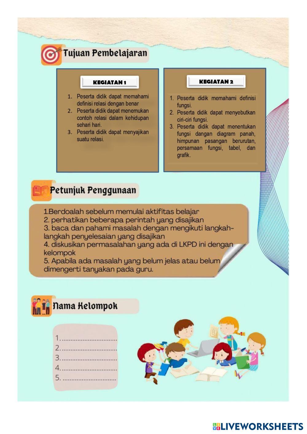 LKPD RELASI DAN… | Free Interactive Worksheets | 7689905