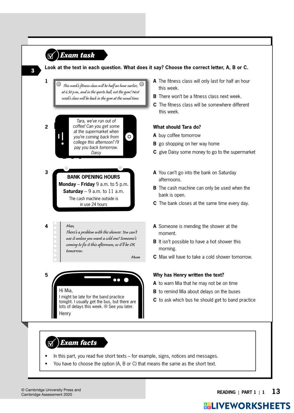 7690443 | Exam Booster B1 Reading Part 1-1 | KaroMDM