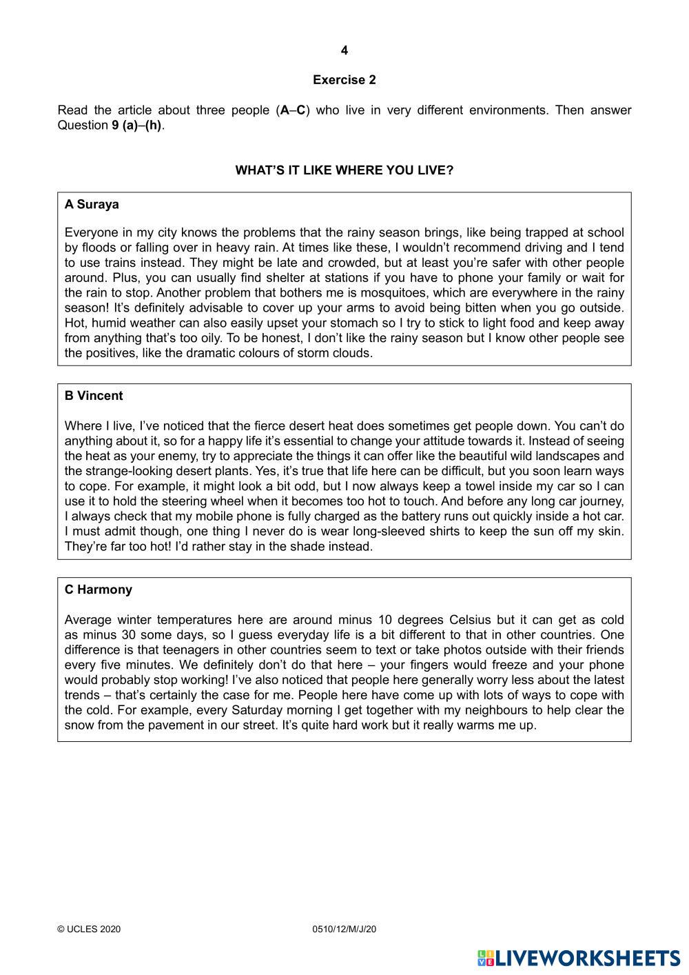 IGCSE Reading | Free Interactive Worksheets | 7691031