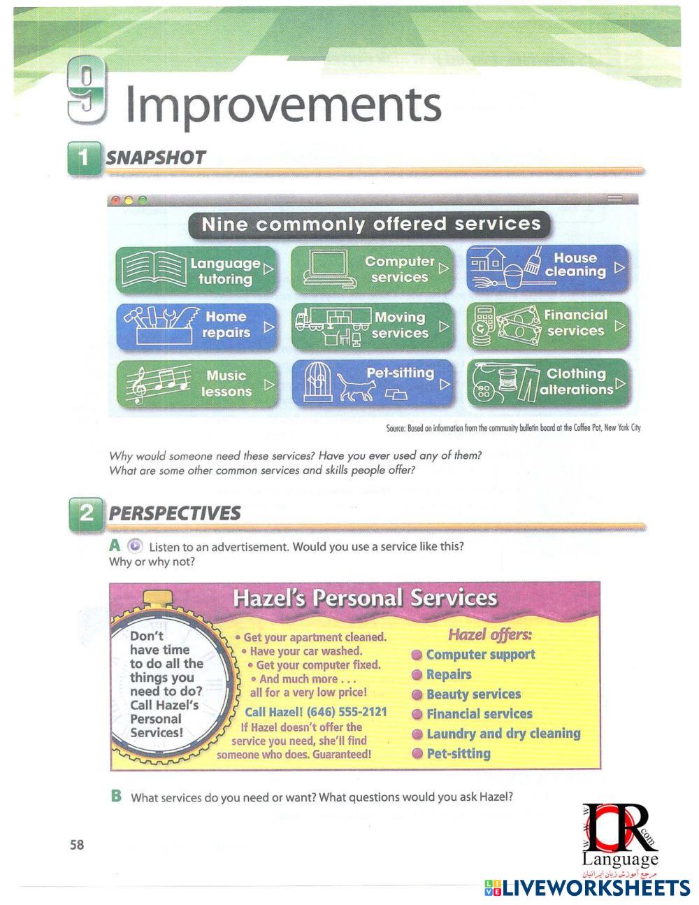 Unit 9 Improvements | Live Worksheets