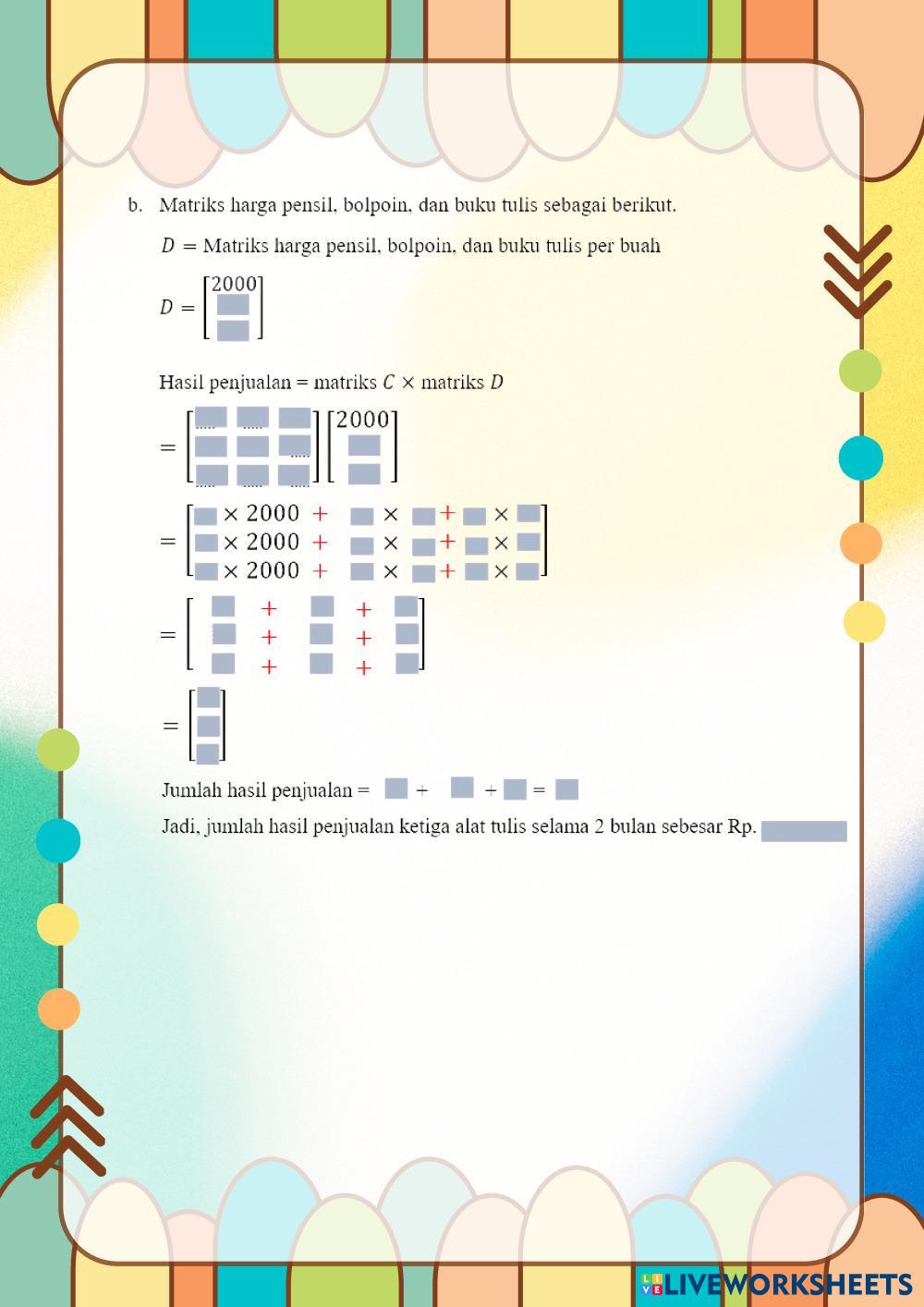 LKPD Matriks 2 | Free Interactive Worksheets | 7693980