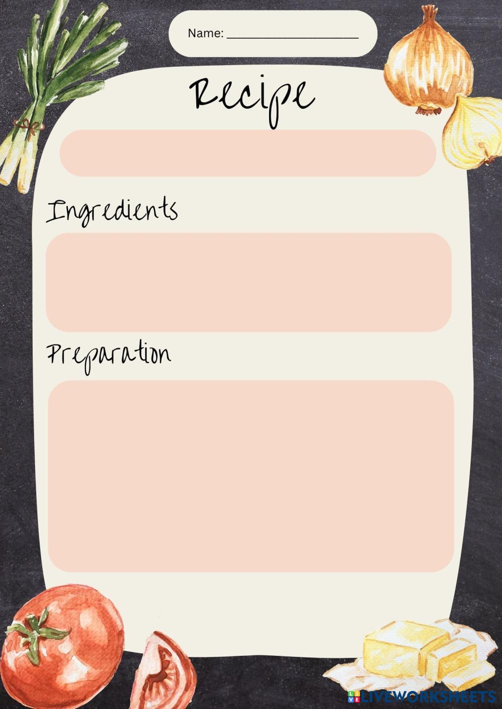 Let's Write A Recipe! | Live Worksheets