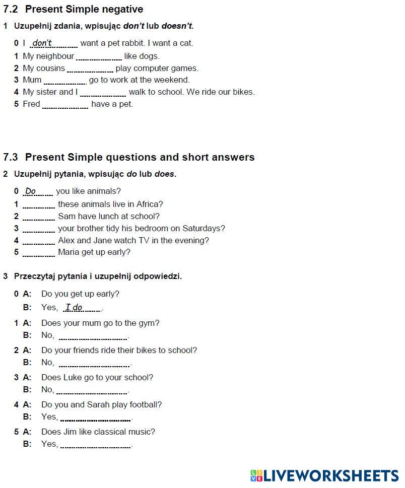 present simple A1 | Live Worksheets