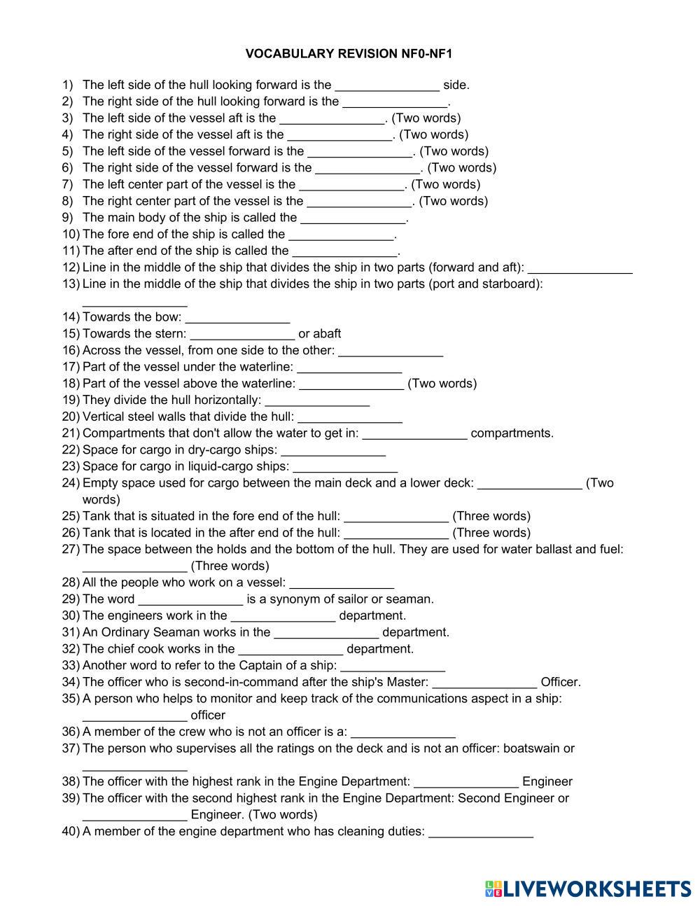 M3 All Vocabulary Revision Nf0 1 Live Worksheets