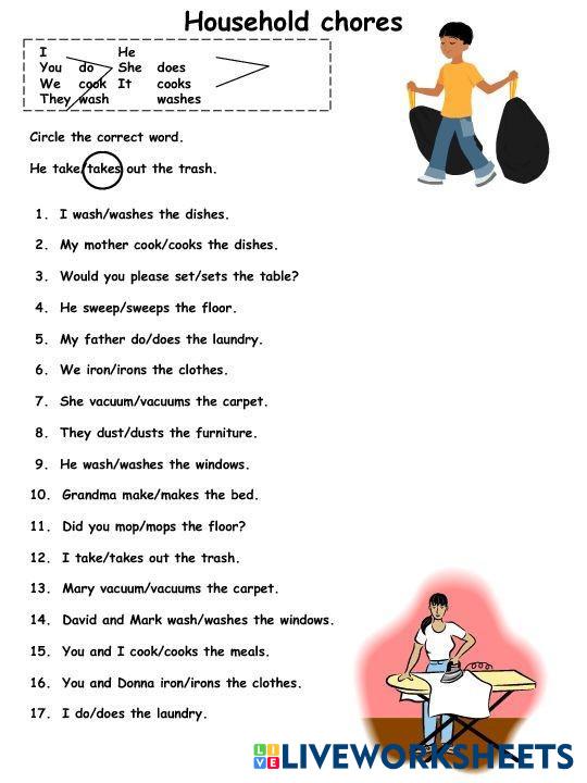 Our daily tasks | Live Worksheets