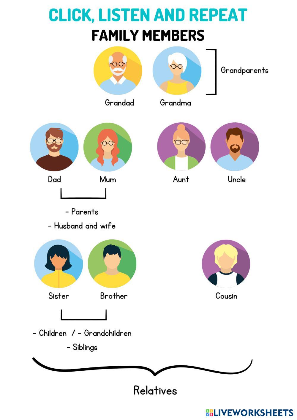 FLASHCARDS 5. Family Members | Live Worksheets