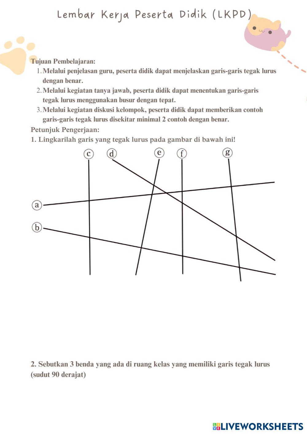 Garis-garis Tegak lurus | Live Worksheets