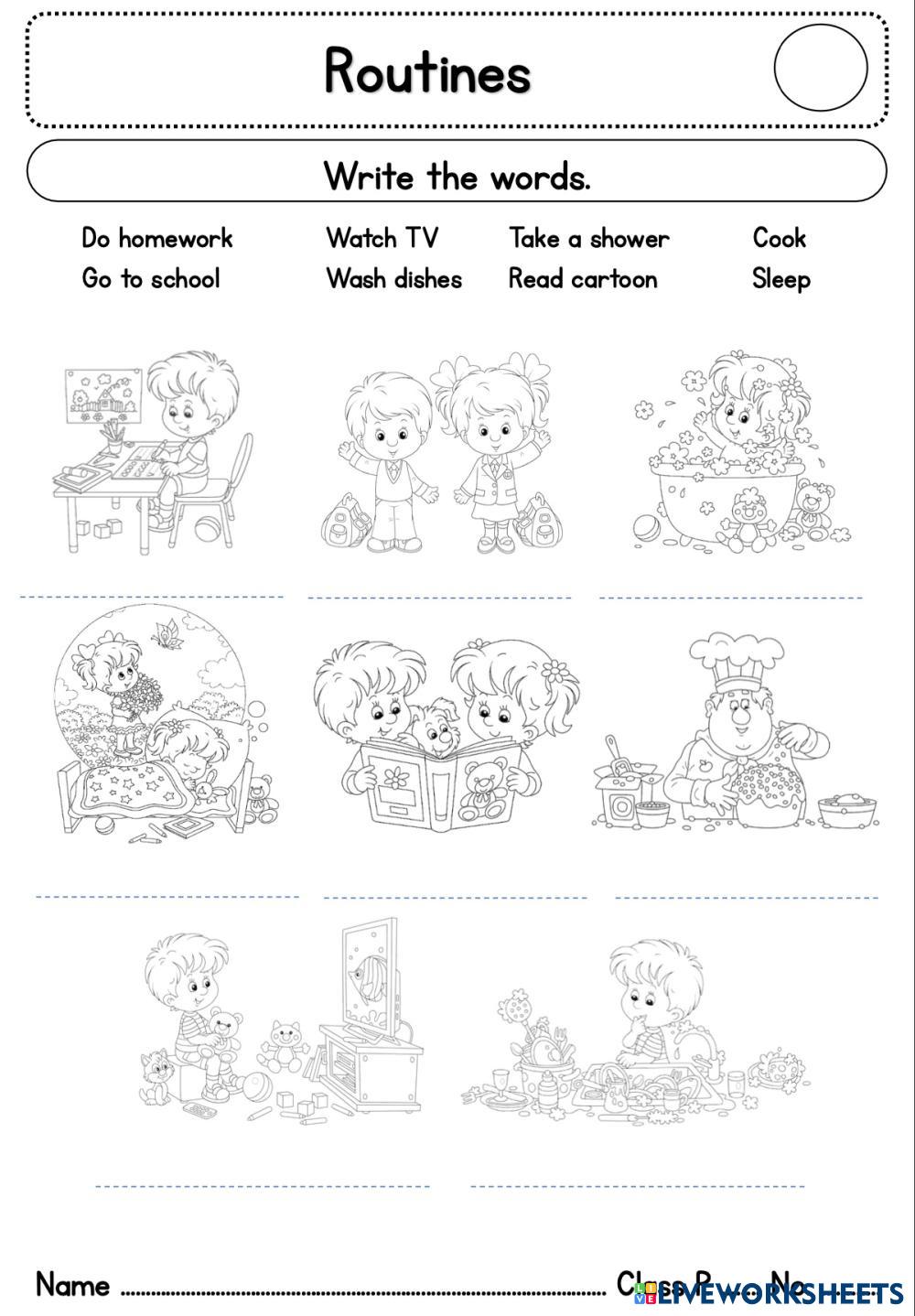 Routines | Live Worksheets