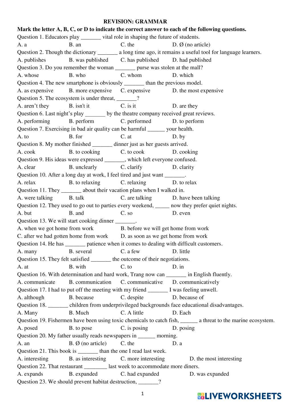 GCSE REVISION 1 | Live Worksheets