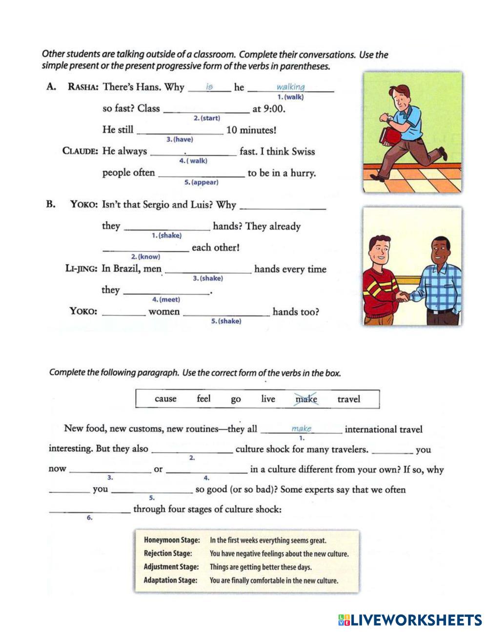 Simple Present and Present Progressive | Live Worksheets