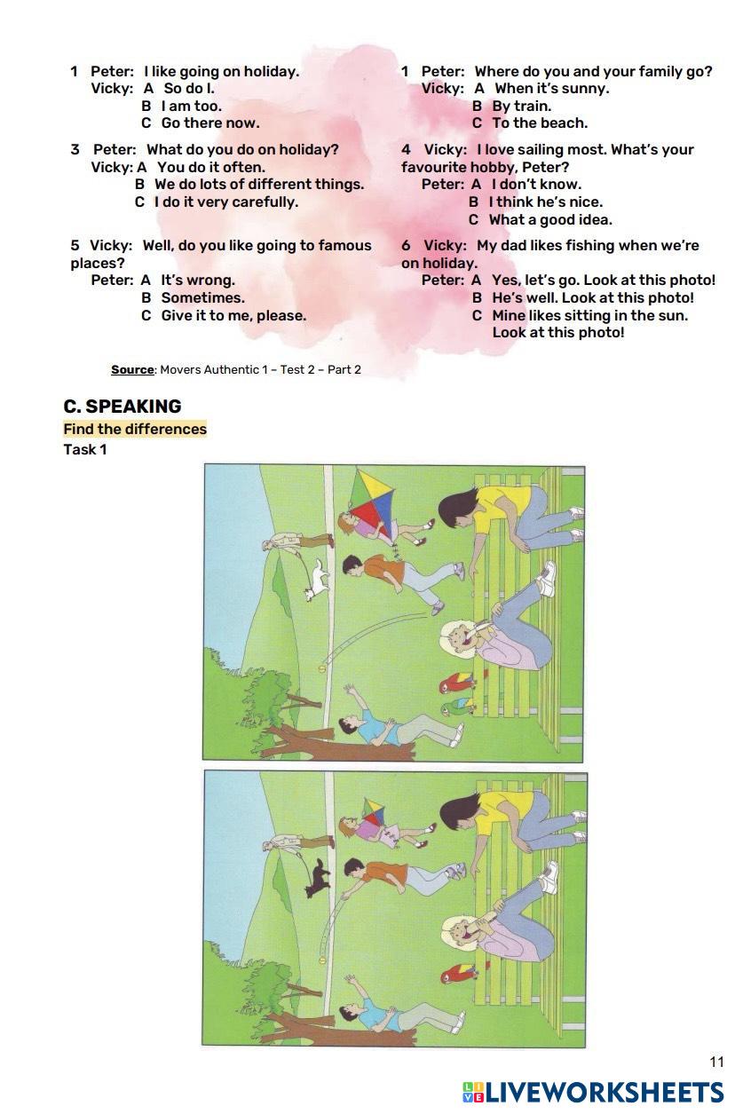 MOVERS - LESSON 3 (HWK) (1) | Live Worksheets