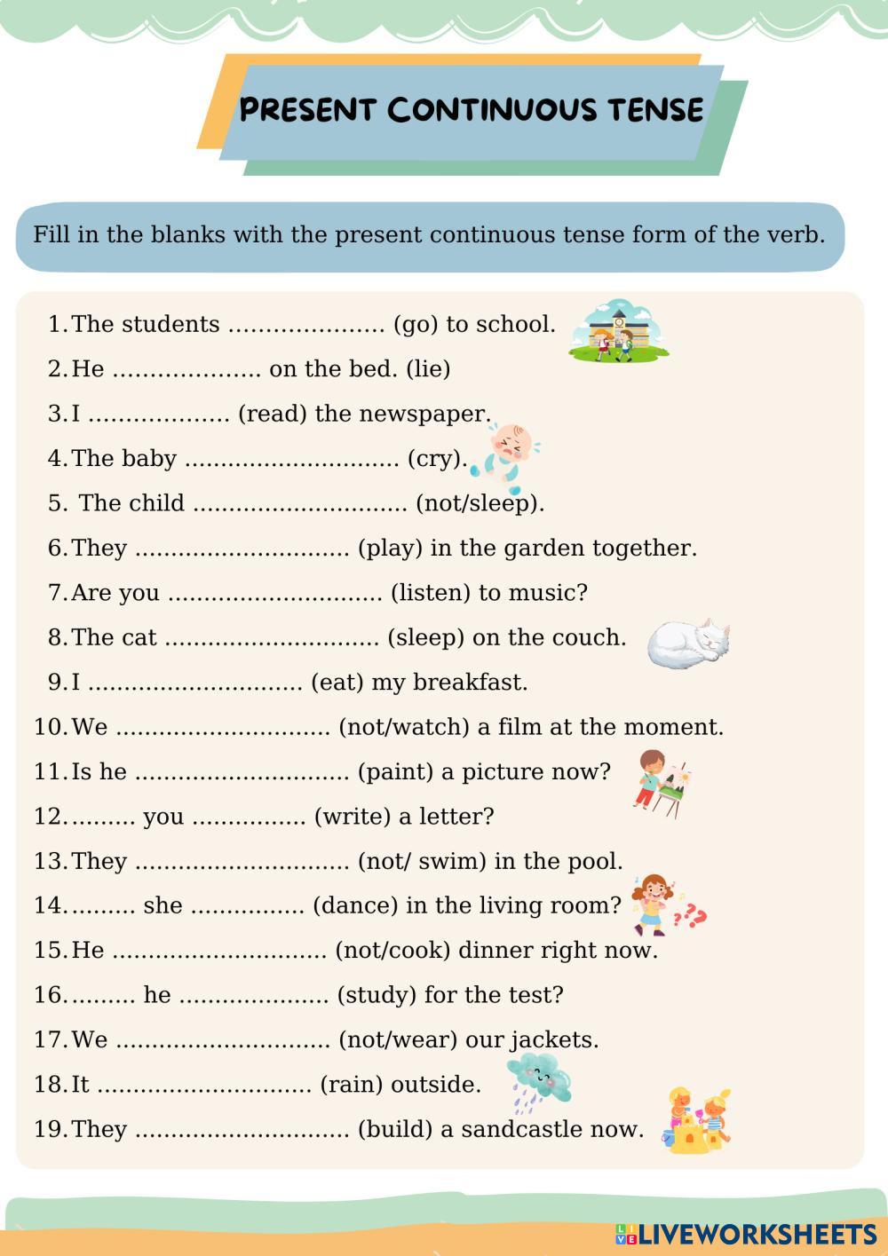 Present Contiuo… | Free Interactive Worksheets | 7701262