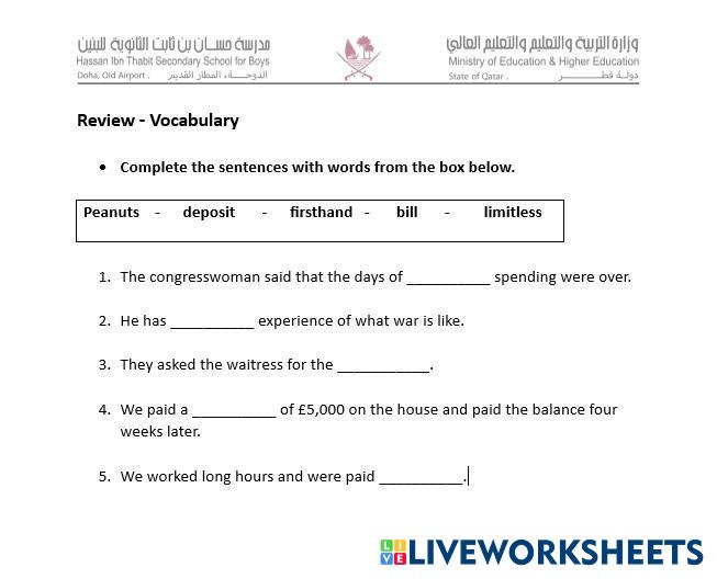 Review Module 10 - Grade 11 | Live Worksheets