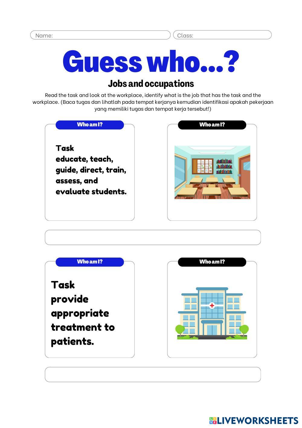 Guess who is me? | Live Worksheets