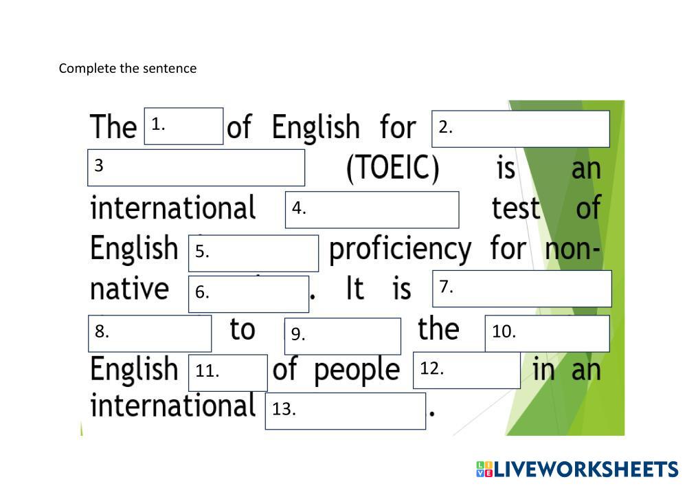 7701765 | TOEIC | gil23sky | LiveWorksheets