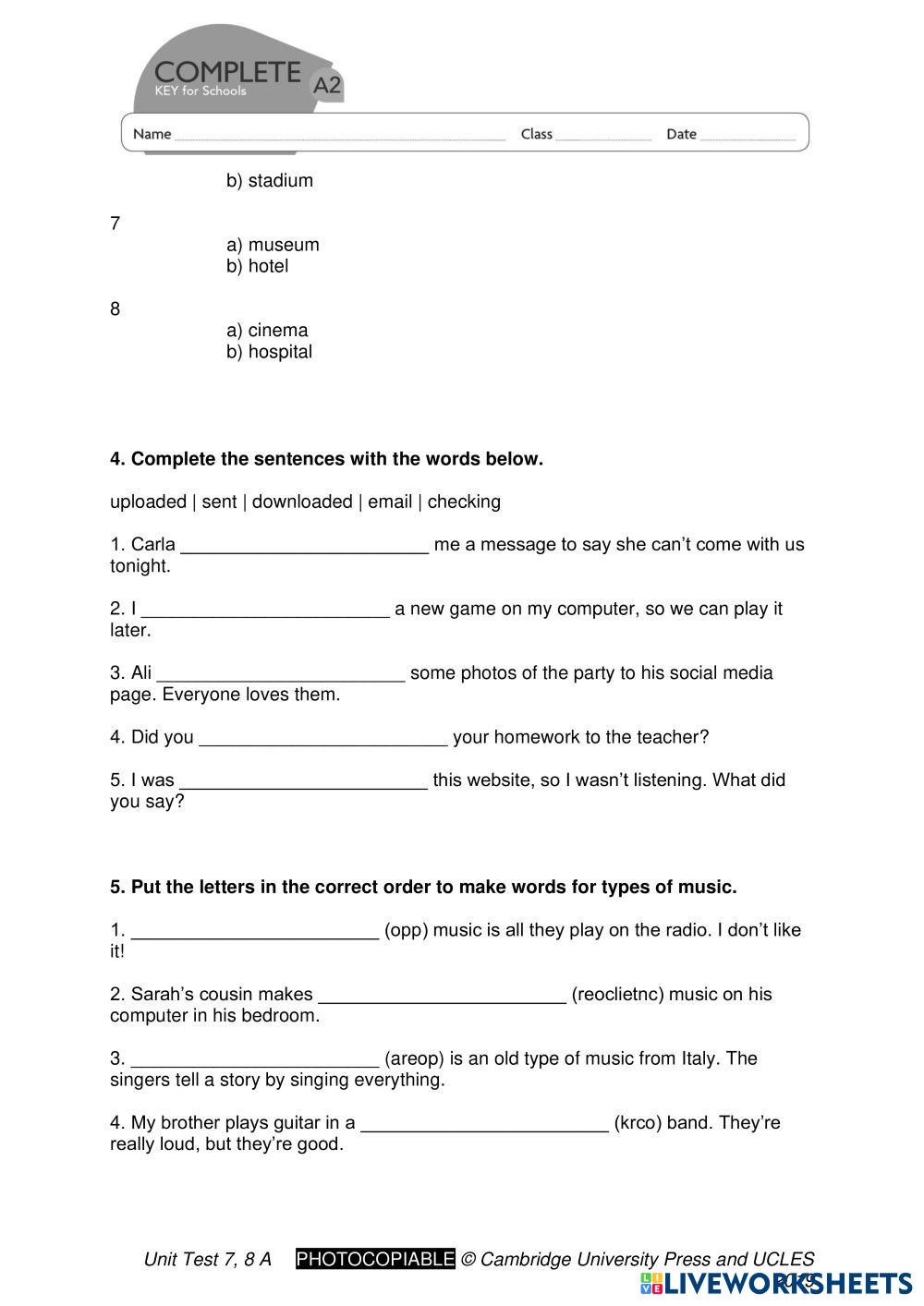 Exam Ket Units … | Free Interactive Worksheets | 7701982