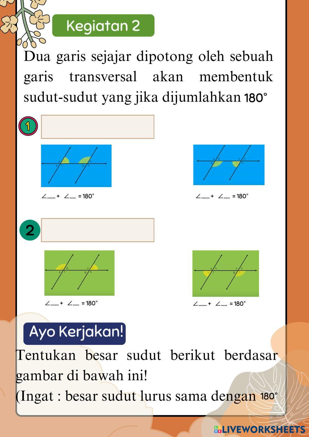 Garis dan Sudut | Free Interactive Worksheets | 7703035
