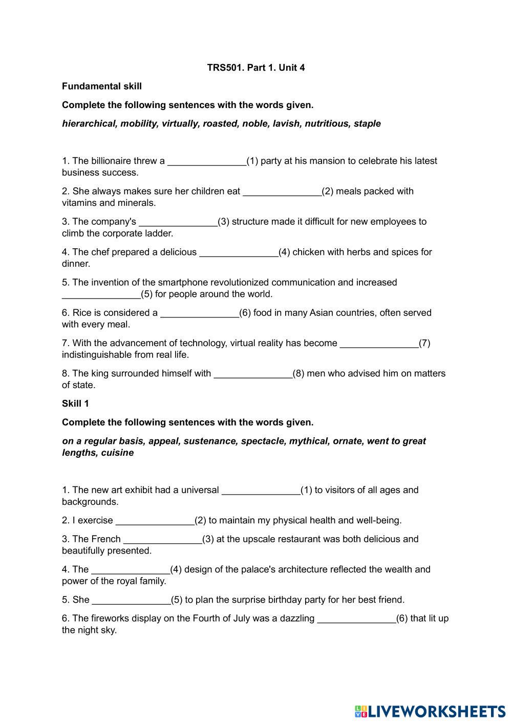 TRS501.P1U4. Vo… | Free Interactive Worksheets | 7703217