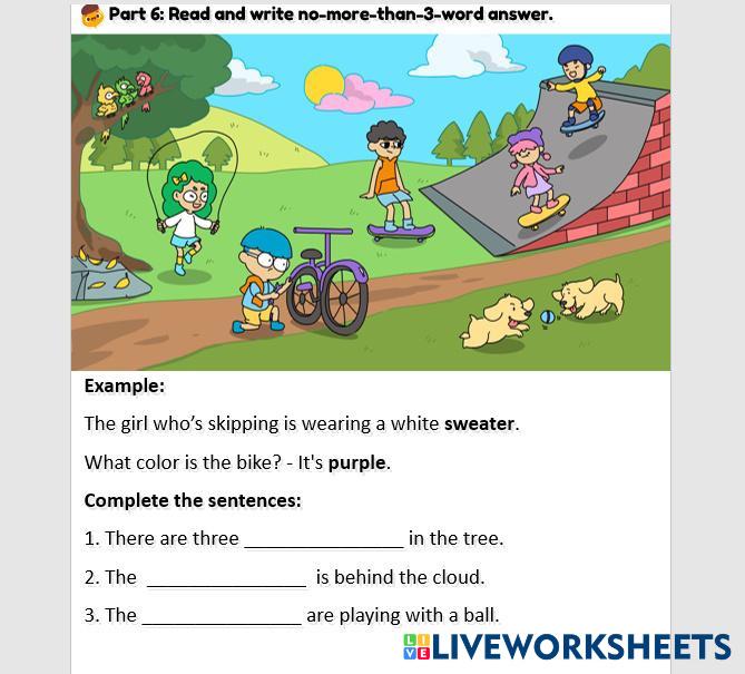 Test 102 Reading & Writing Part 6 | Live Worksheets