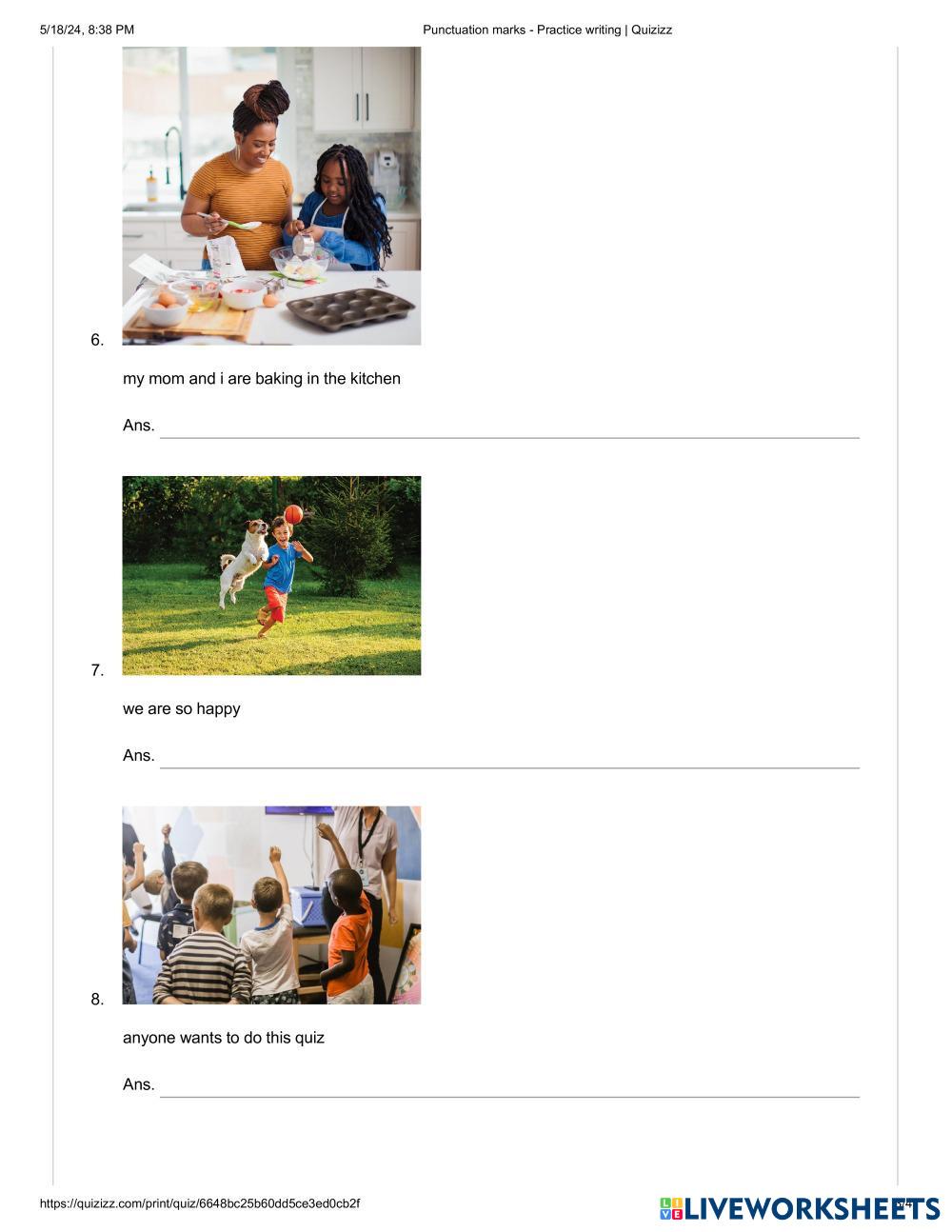 punctuation | Live Worksheets