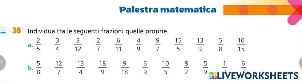 Frazioni proprie | Live Worksheets