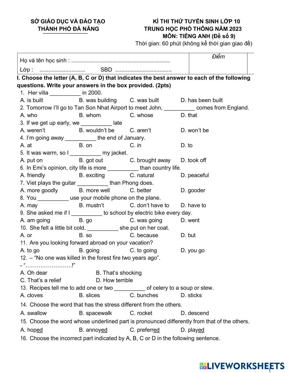 MOCK TEST - ENT… | Free Interactive Worksheets | 7705712