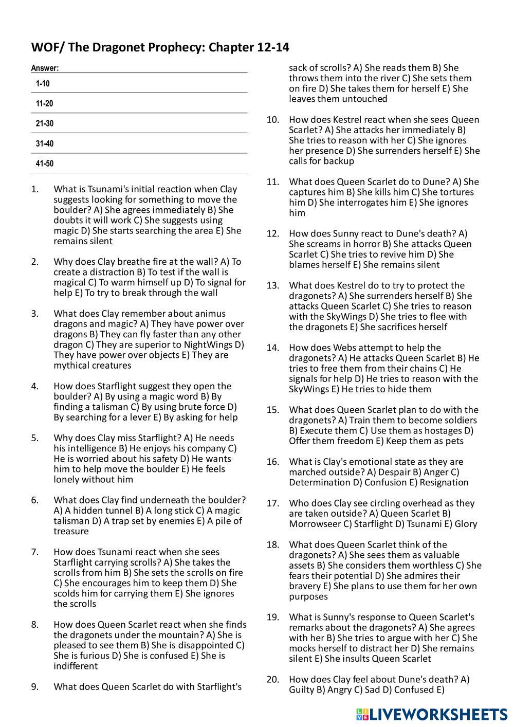 WOF-Chapter 12-14 | Live Worksheets