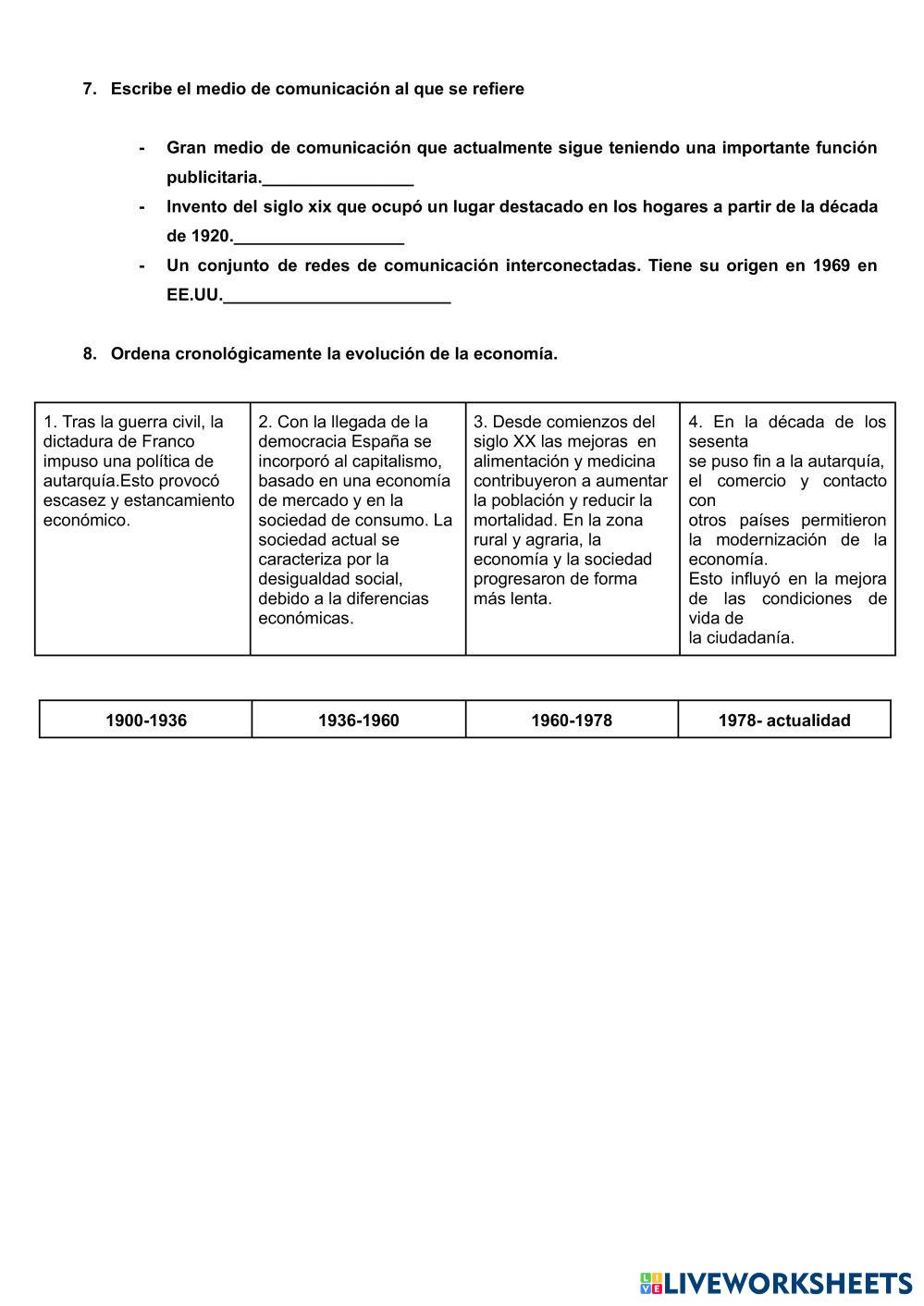 ECONOMÍA SOCIED… | Free Interactive Worksheets | 7706459